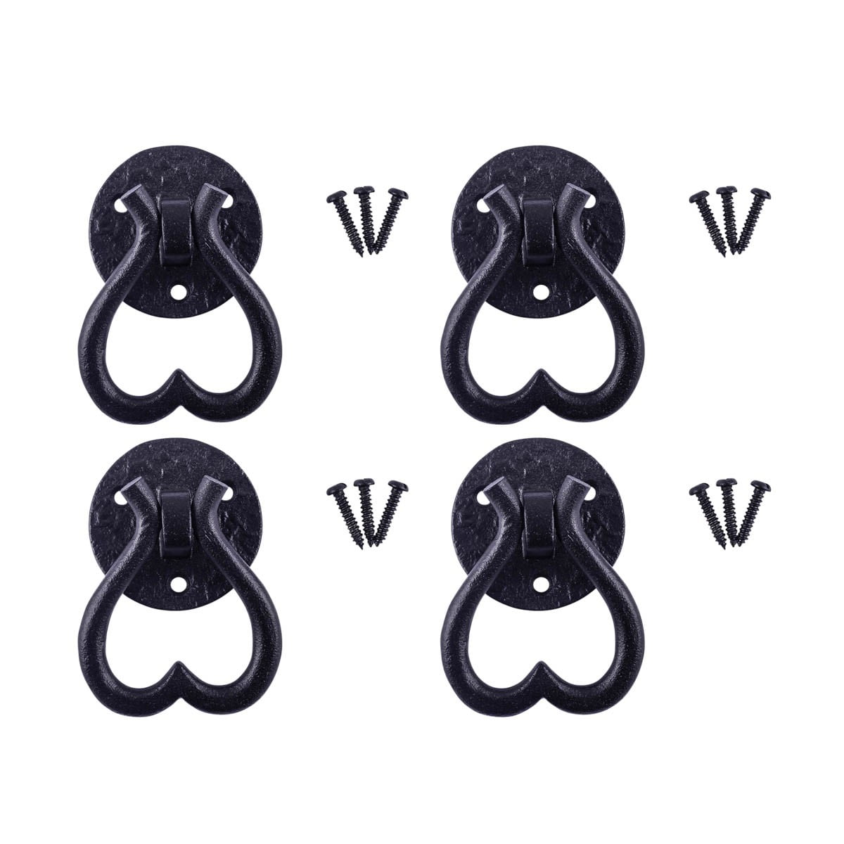 Renovators Supply Black Wrought Iron Kitchen Ring Cabinet Pulls Antique ...