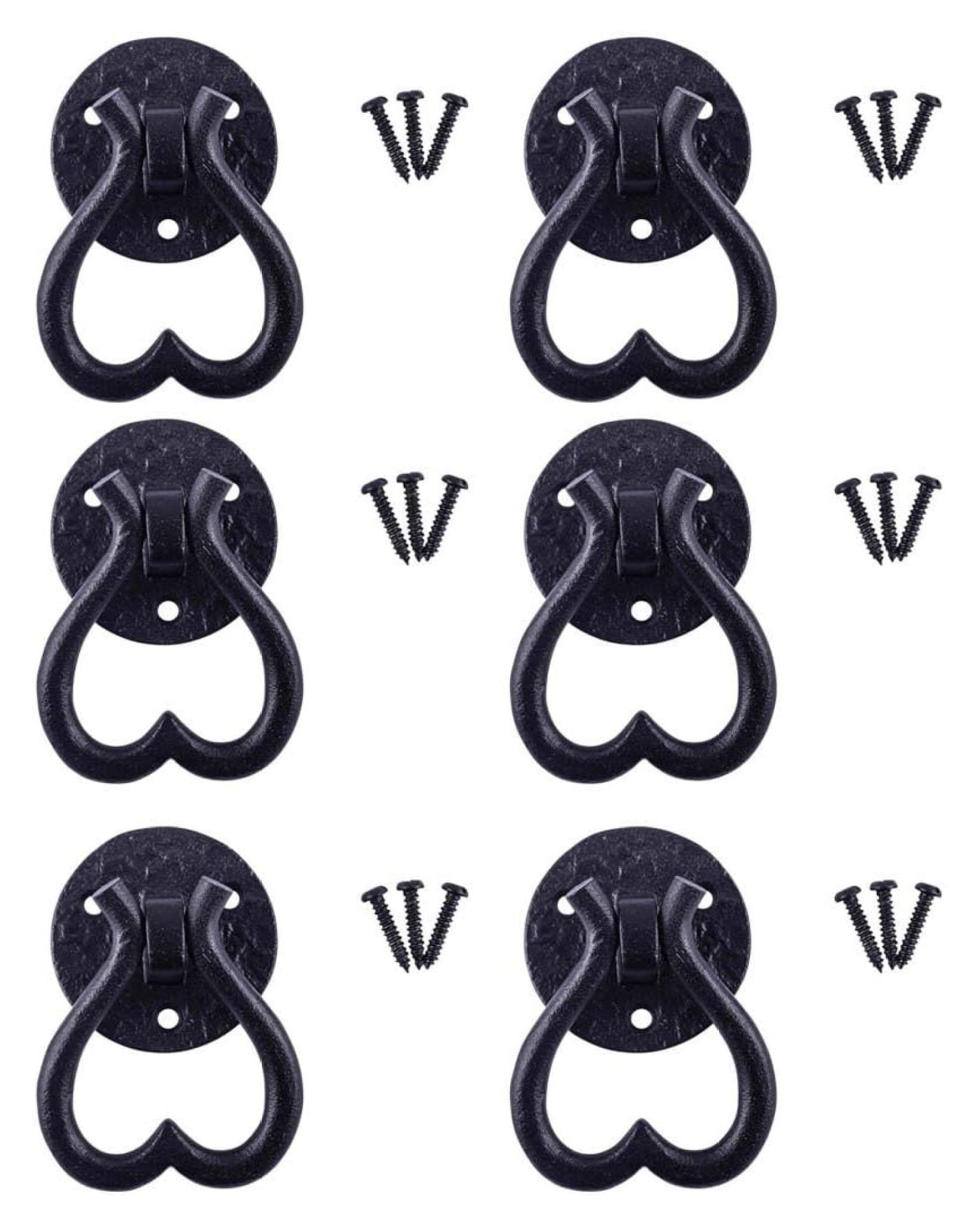 Renovators Supply Black Wrought Iron Kitchen Ring Cabinet Pulls Heart ...
