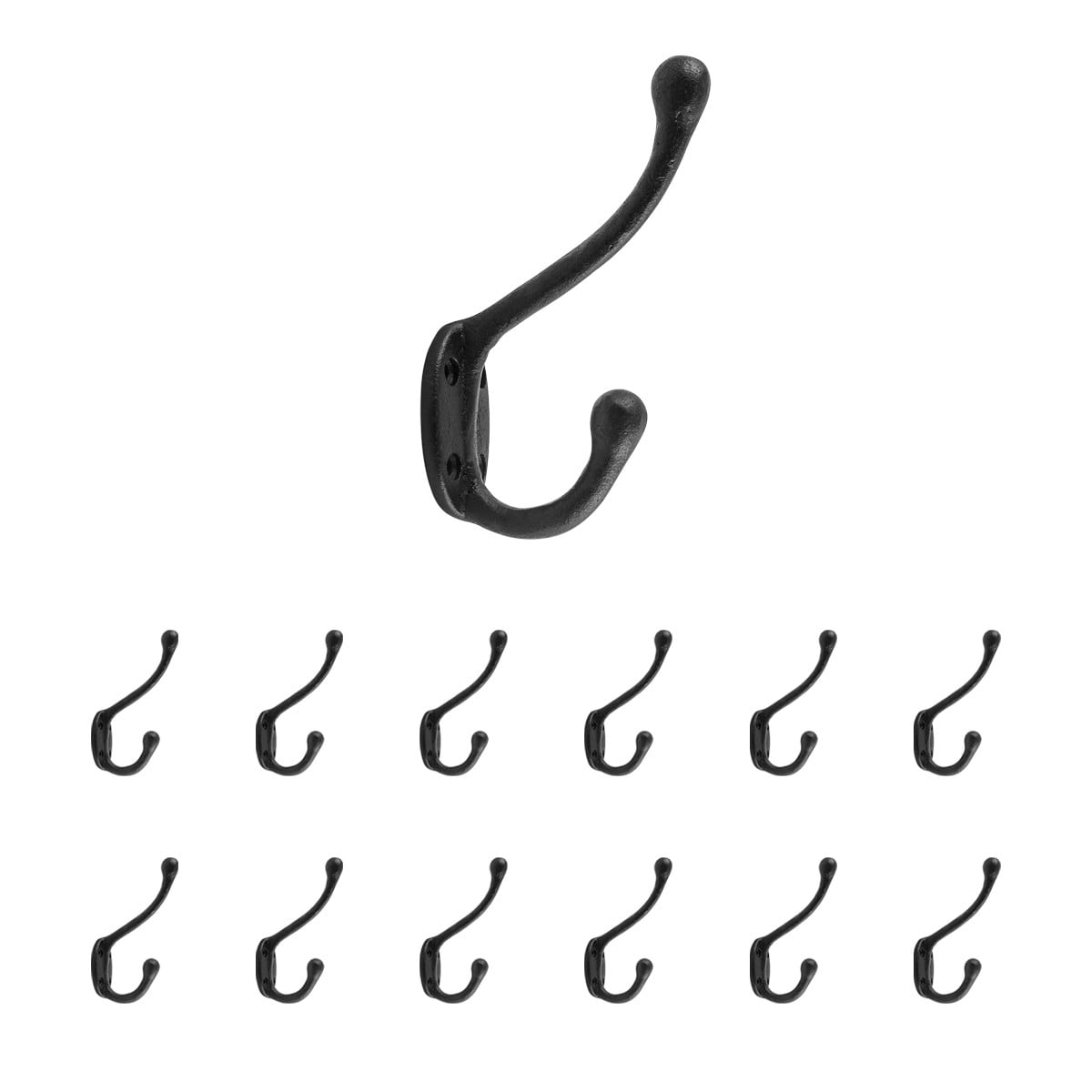 Renovators Supply Black Wrought Iron Robe and Coat Double Hooks 5" L ...