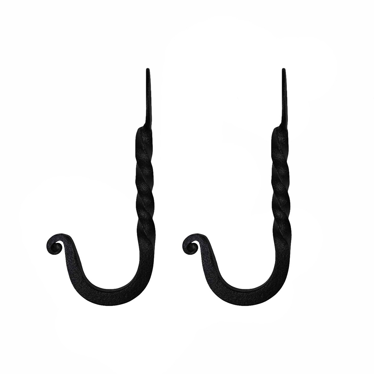 Renovators Supply Black Wrought Iron Twisted Hooks 4.5" Wall Mount ...