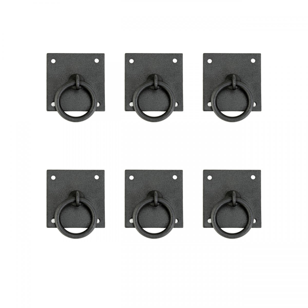 Renovators Supply Cabinet Pulls 2.26" Black Wrought Iron Ring Drawer Pulls w/Screws Pack of 6 ...
