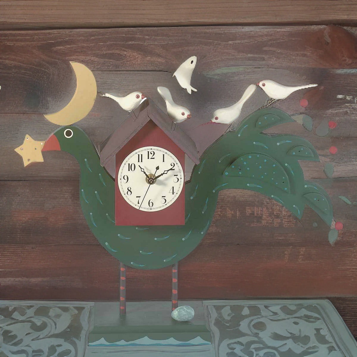 Renovators Supply Decorative Desk Clock Green Wood Bird Clock - Walmart.com