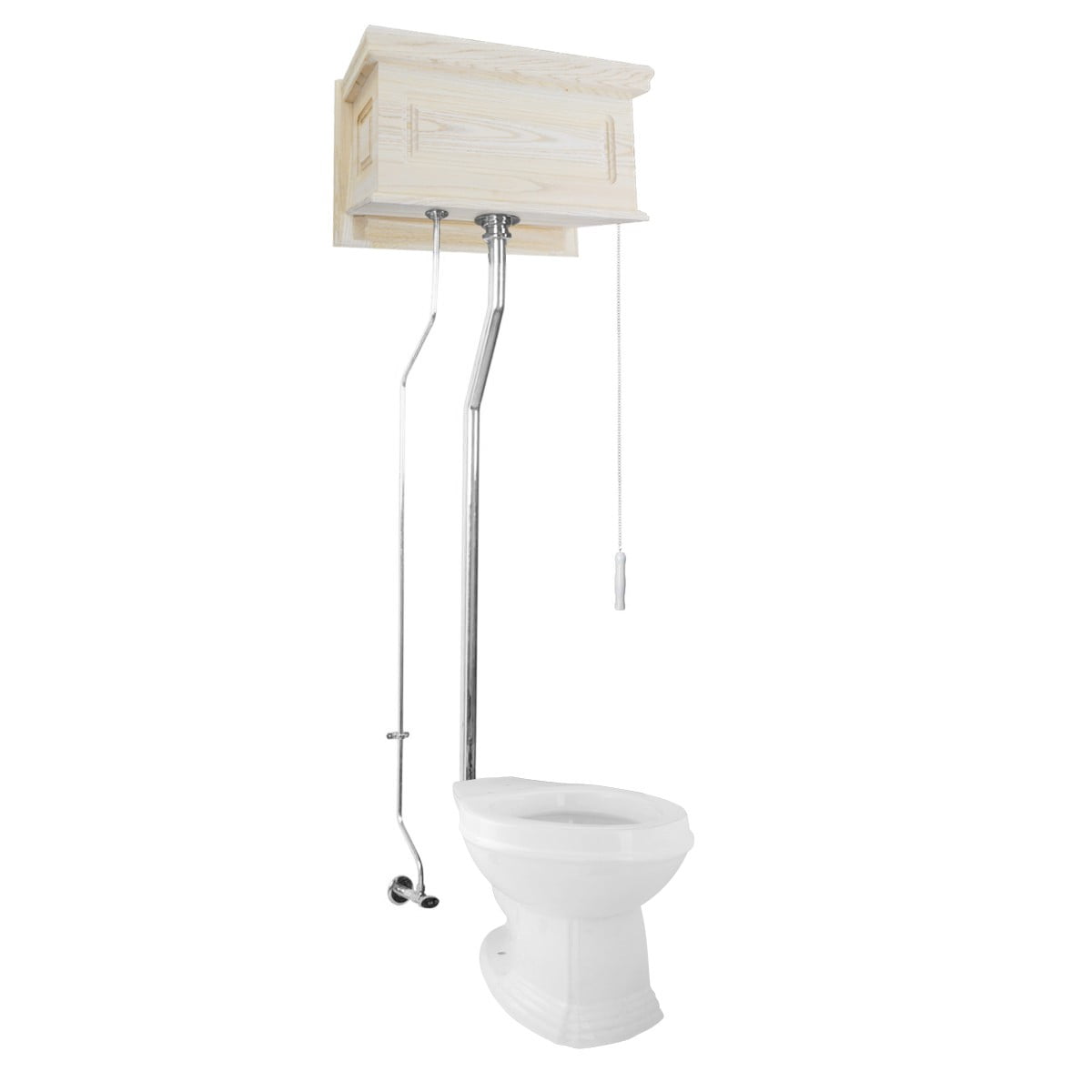 Renovators Supply High Tank Pull Chain Toilet w/Unfinished Wooden ...