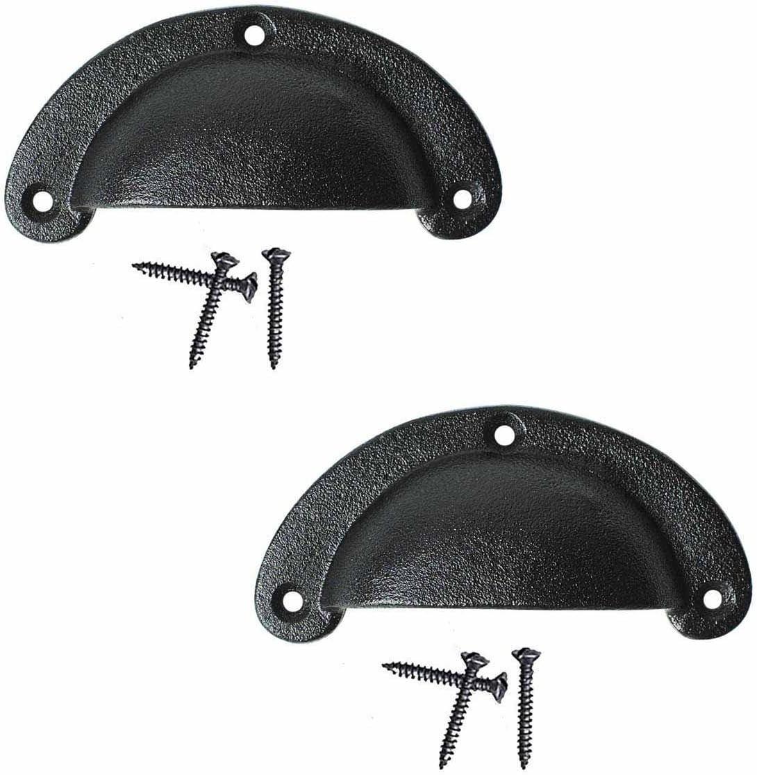 Renovators Supply Manufacturing Black Cabinet Cup Bin Pull 3.65" W X 1. ...