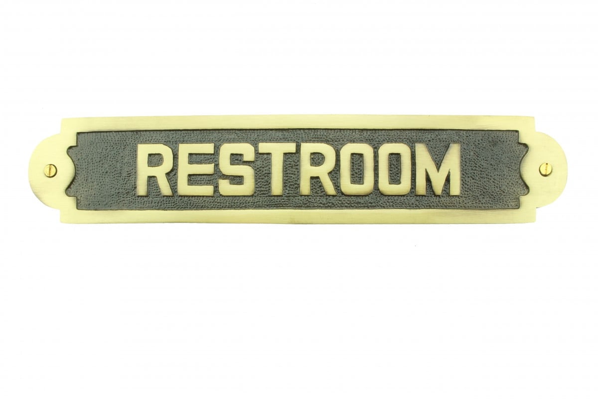 Renovators Supply Restroom Sign 10 3/4" x 2 1/8" Solid Brass Restroom ...
