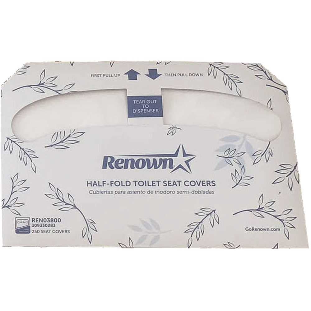 Renown HFTSC-V Half-Fold Toilet Seat Paper Cover-Virgin white - pack of ...