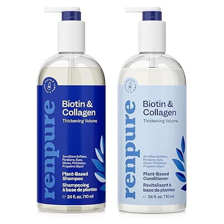 Renpure Biotin & Collagen Shampoo & Conditioner Set, Plant- Based ...
