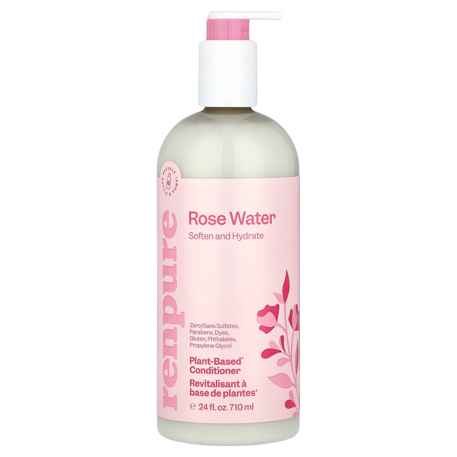 Renpure Conditioner with Rose Water, 24 fl oz, Hydrating, Lightweight ...