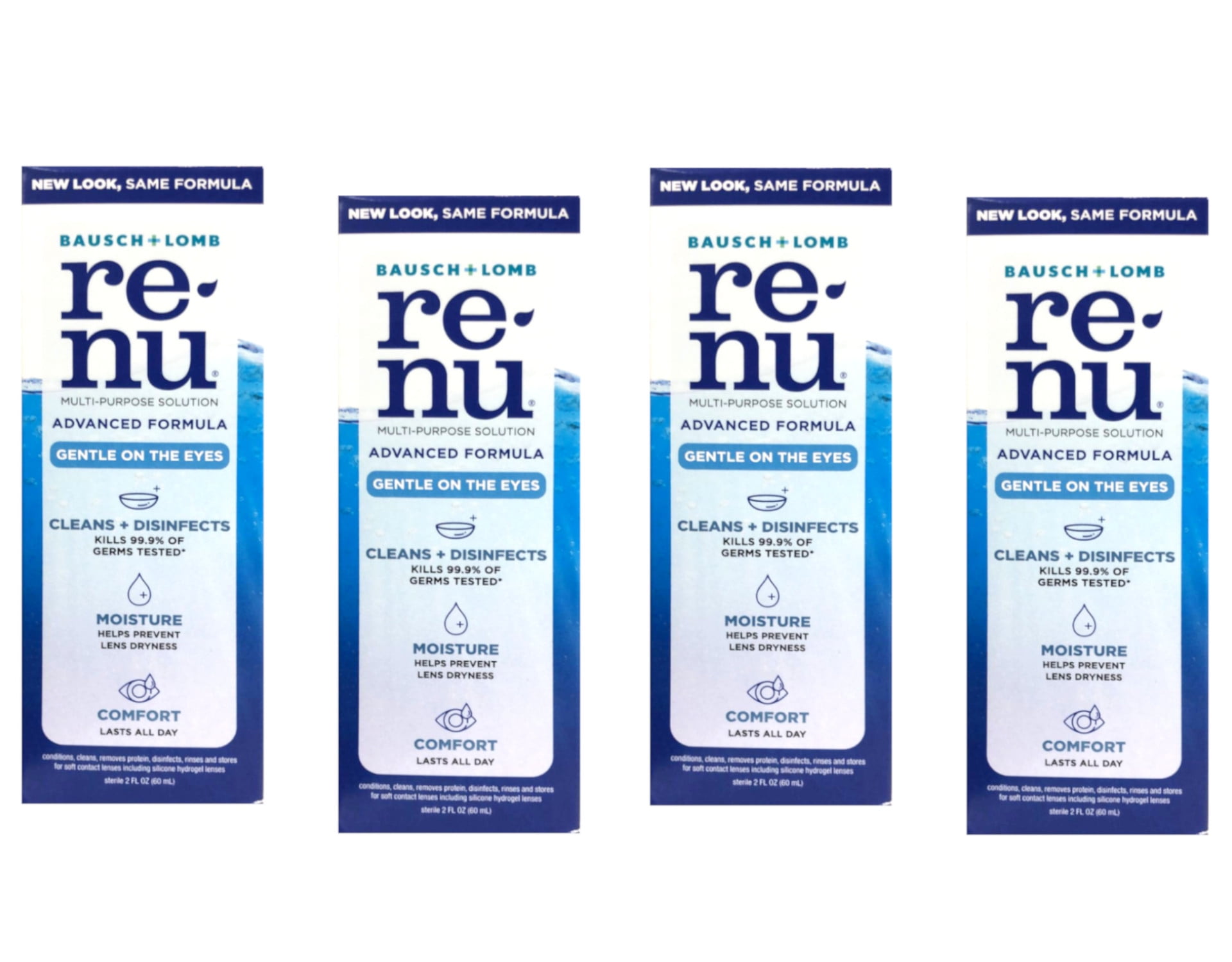 Renu Contact Lens Solution 2 oz Travel Size Pack of 4 Multi-Purpose ...