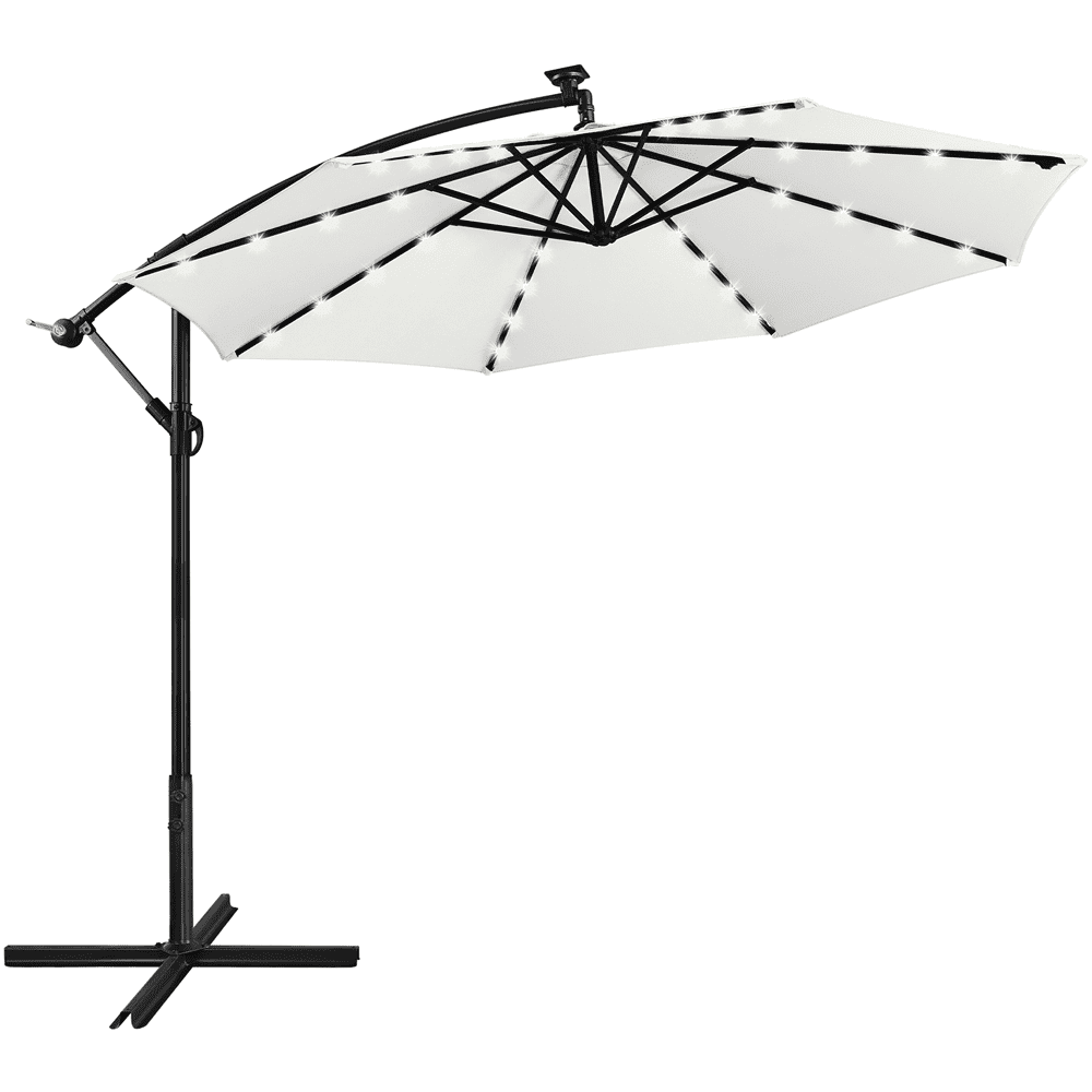 Renwick 10 Ft Patio Offset Umbrella with Crank & Cross Base, Cream ...