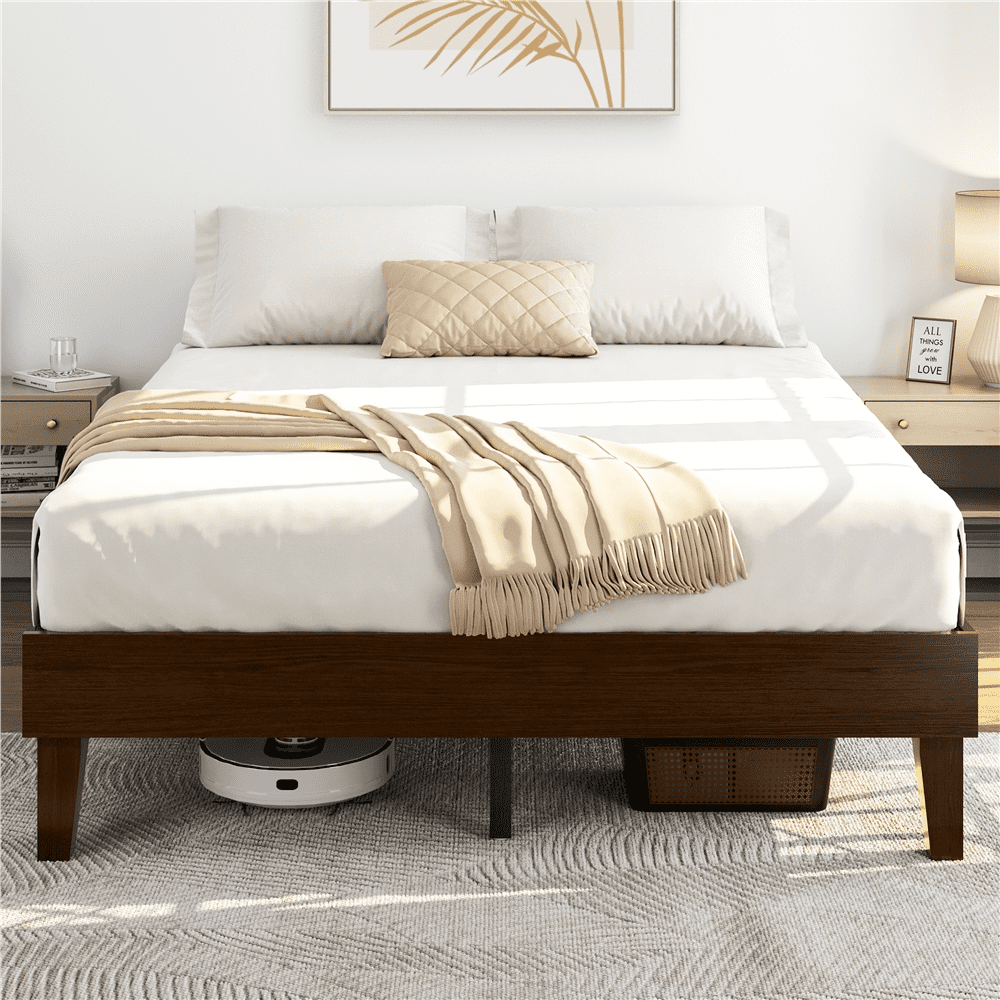 Renwick Queen Size 12-inch Platform Bed Frame with Wood Slat Support ...