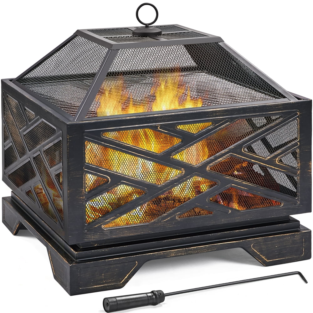 Renwick 12-inch Square Wood Burning Fire Pit for Outdoor,Bronze ...
