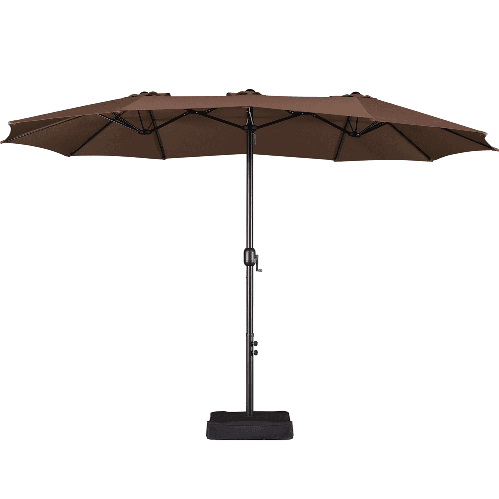 Renwick 15 FT Twin Patio Parasol with Crank Lift, Brown - Walmart.com