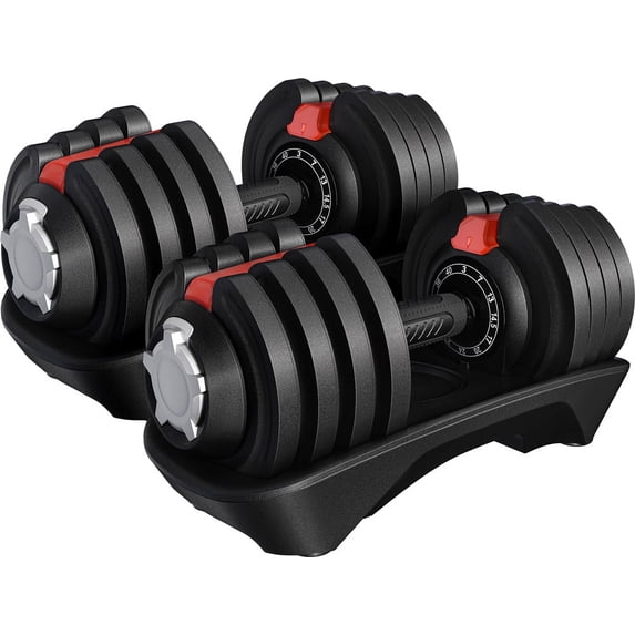 Renwick 3-40Lbs Quick Adjust Dumbbell Set for Home Gym, Set of 2, Black ...