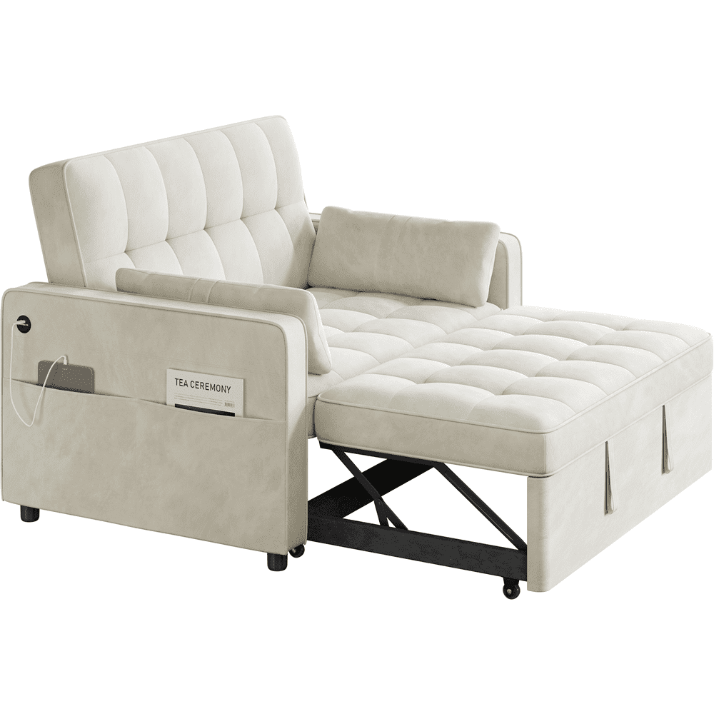 Renwick Convertible Sleeper Sofa Bed 3-in-1 Pull Out Couch Velvet ...