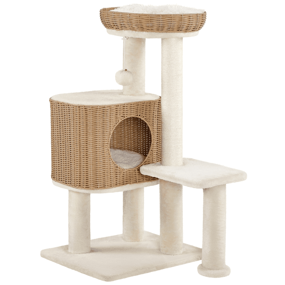 Renwick 36" Tall Rattan Cat Tree with Natural Sisal Scratching Post ...