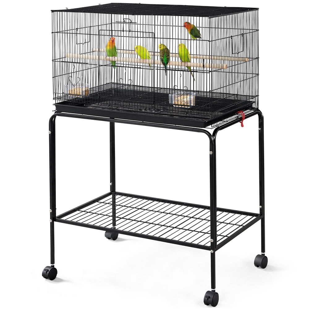 Renwick 47'' Flight Cage with Rolling Stand Slide-out Tray, Black ...