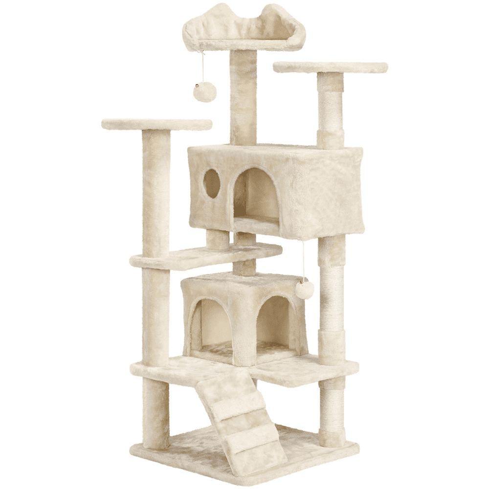 Renwick 54"H Cat Tree Tower Condo with Condos & Scratching Posts, Beige ...