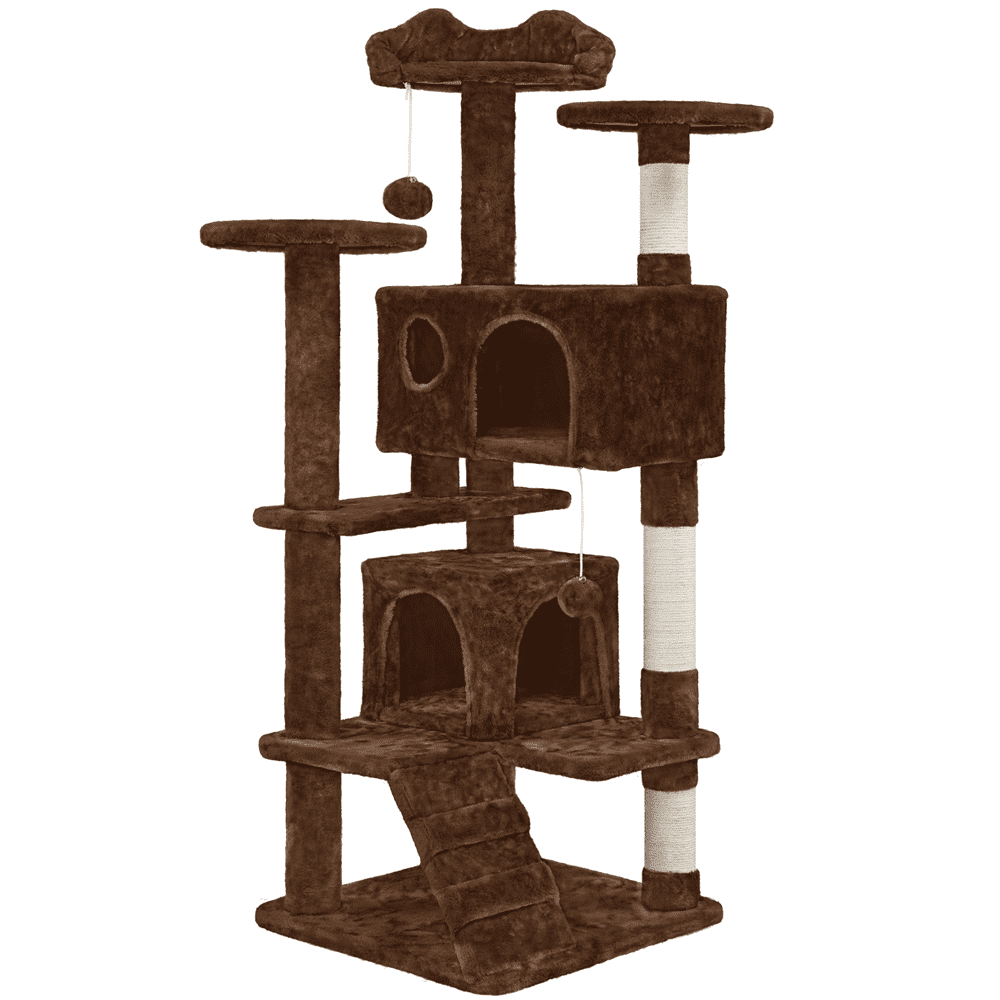 Renwick 54"H Cat Tree Tower with Condos & Scratching Posts, Brown ...