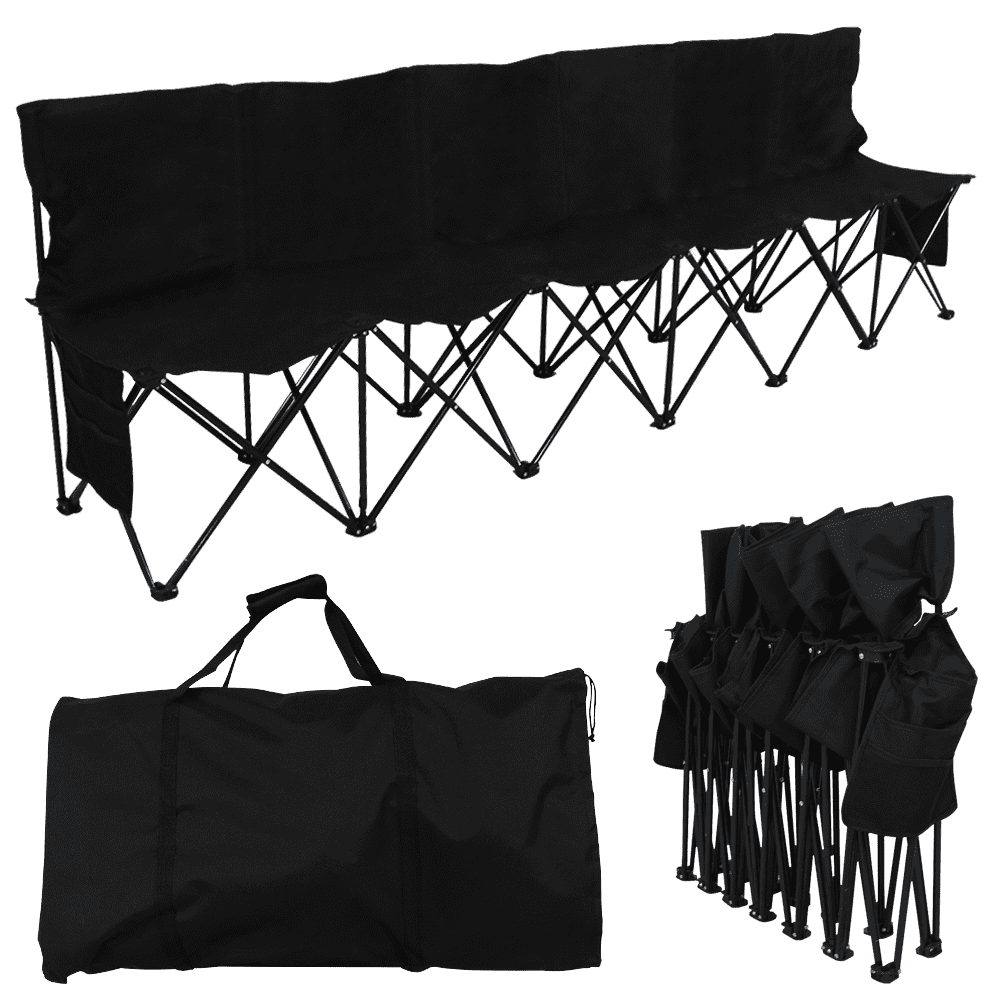 Renwick 6 Seats Portable Folding Bench for Sports Camping, Black ...