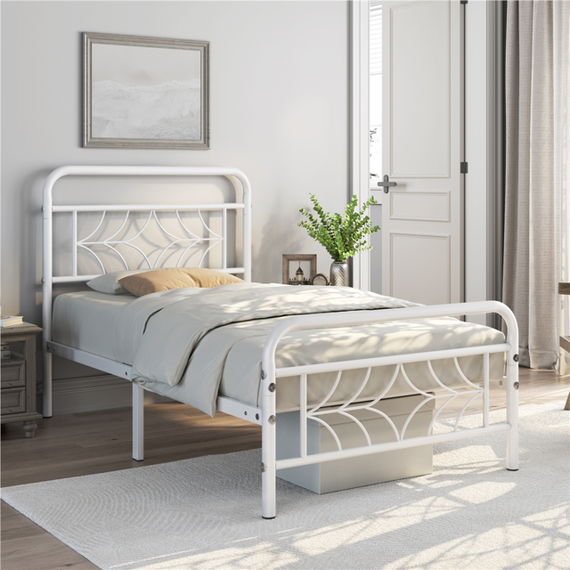 Renwick Astra Twin-Size Iron Bed with Star-Inspired Design & Under-Bed ...