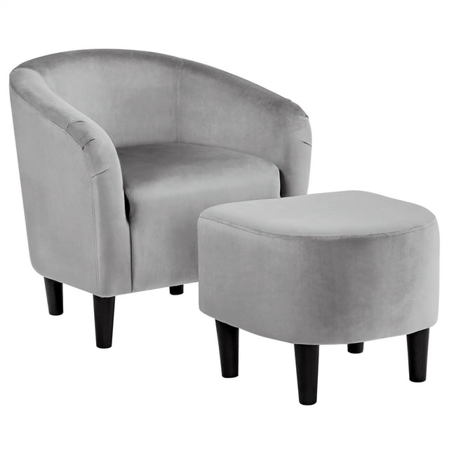 Renwick Living Room Set: Club Lounge Barrel Accent Chair with Ottoman ...
