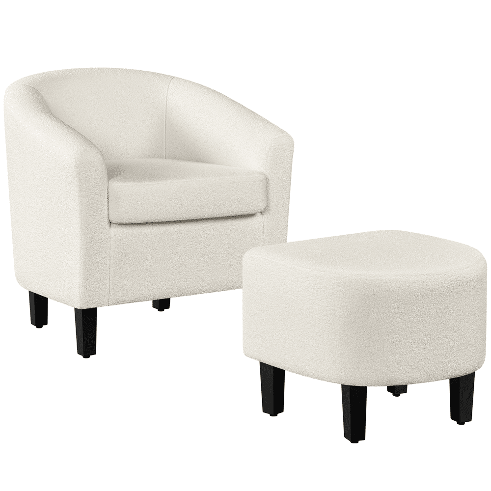 Ivory accent chair with ottoman store