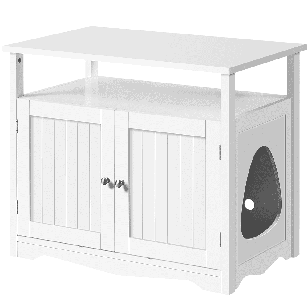 Renwick Cat Litter Box End Table with Storage Shelf, White - Walmart.com