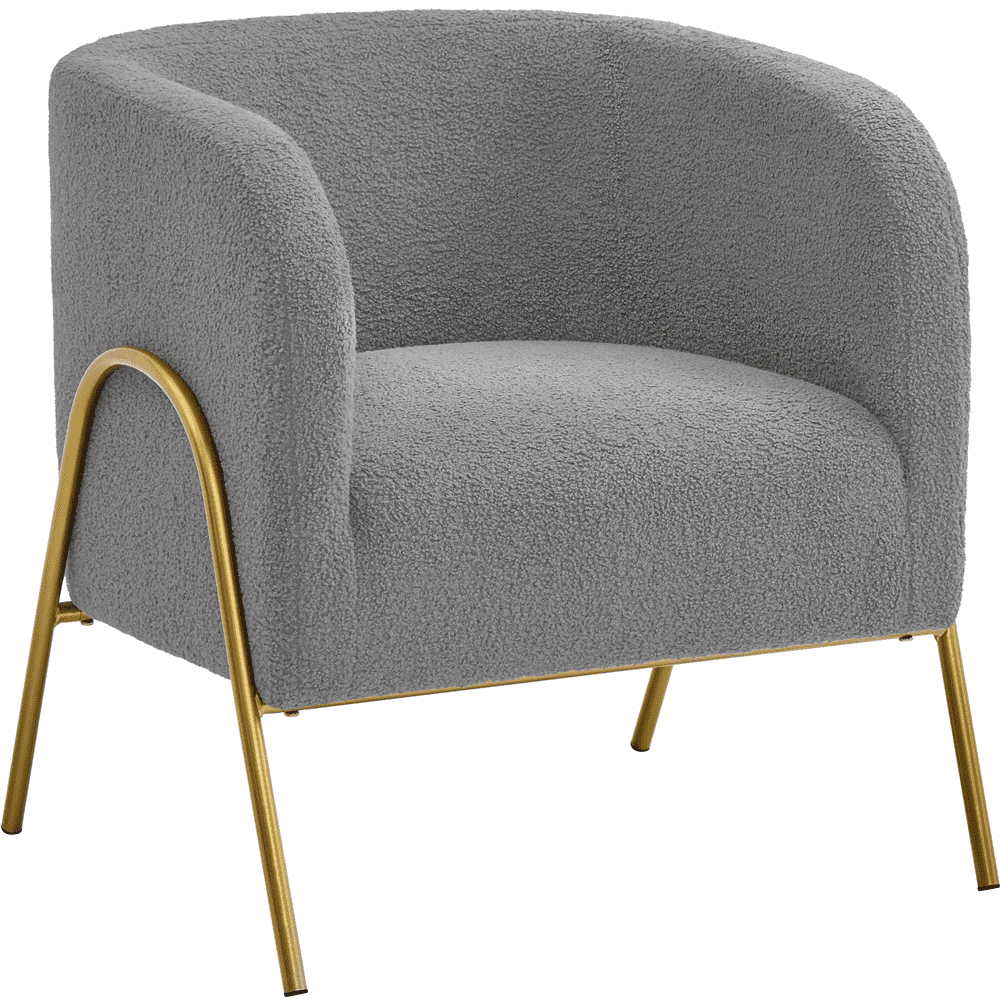 Renwick Boucle Barrel Accent Chair - Gray Upholstery - Walmart.com
