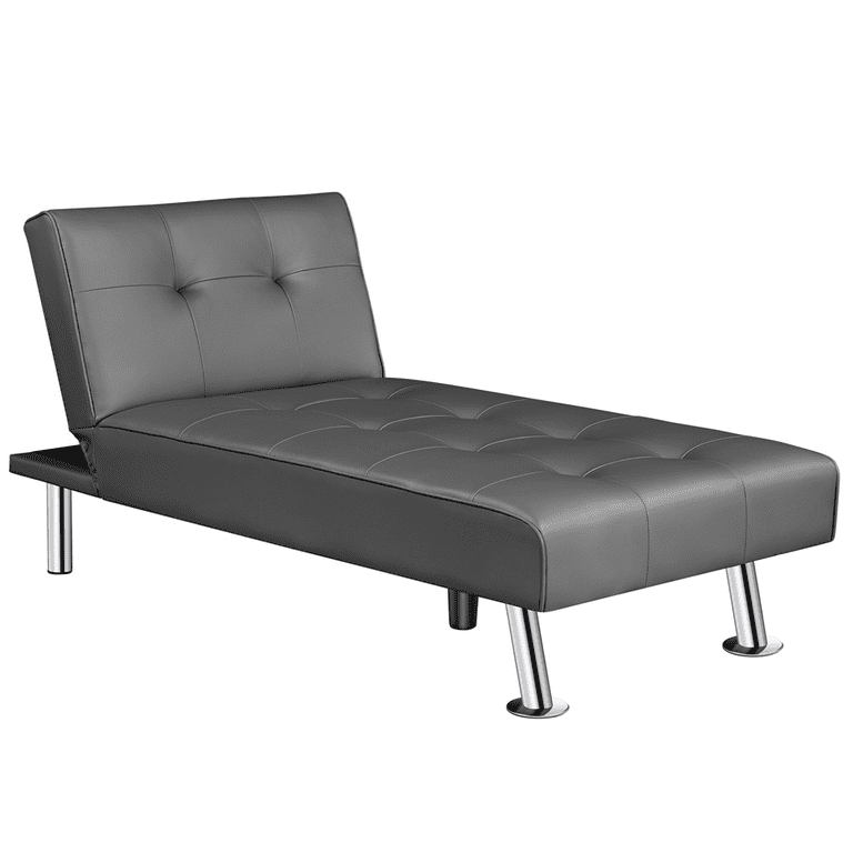 Gray leather chaise lounge store