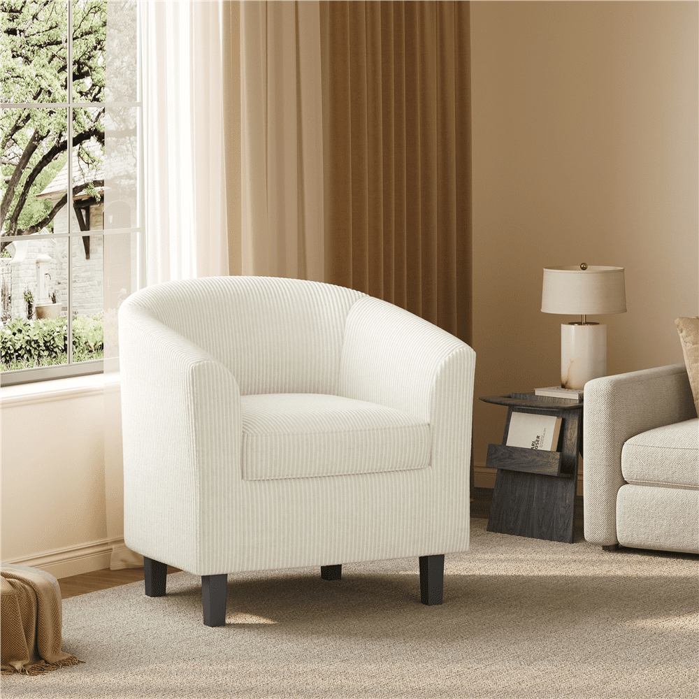 Renwick Corduroy Fabric Barrel Chair for Living Room, Beige - Walmart.com