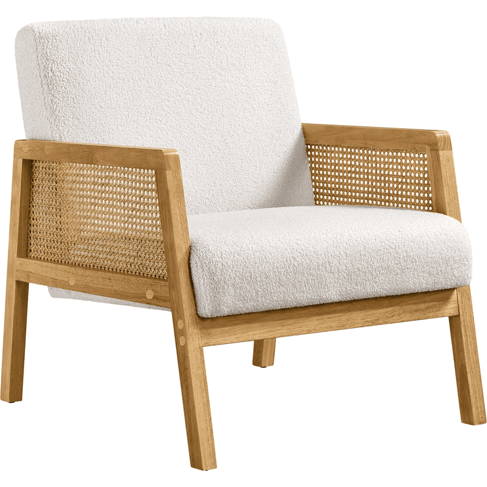 Renwick Fabric Upholstered Accent Chair with Rattan Sides,Ivory ...