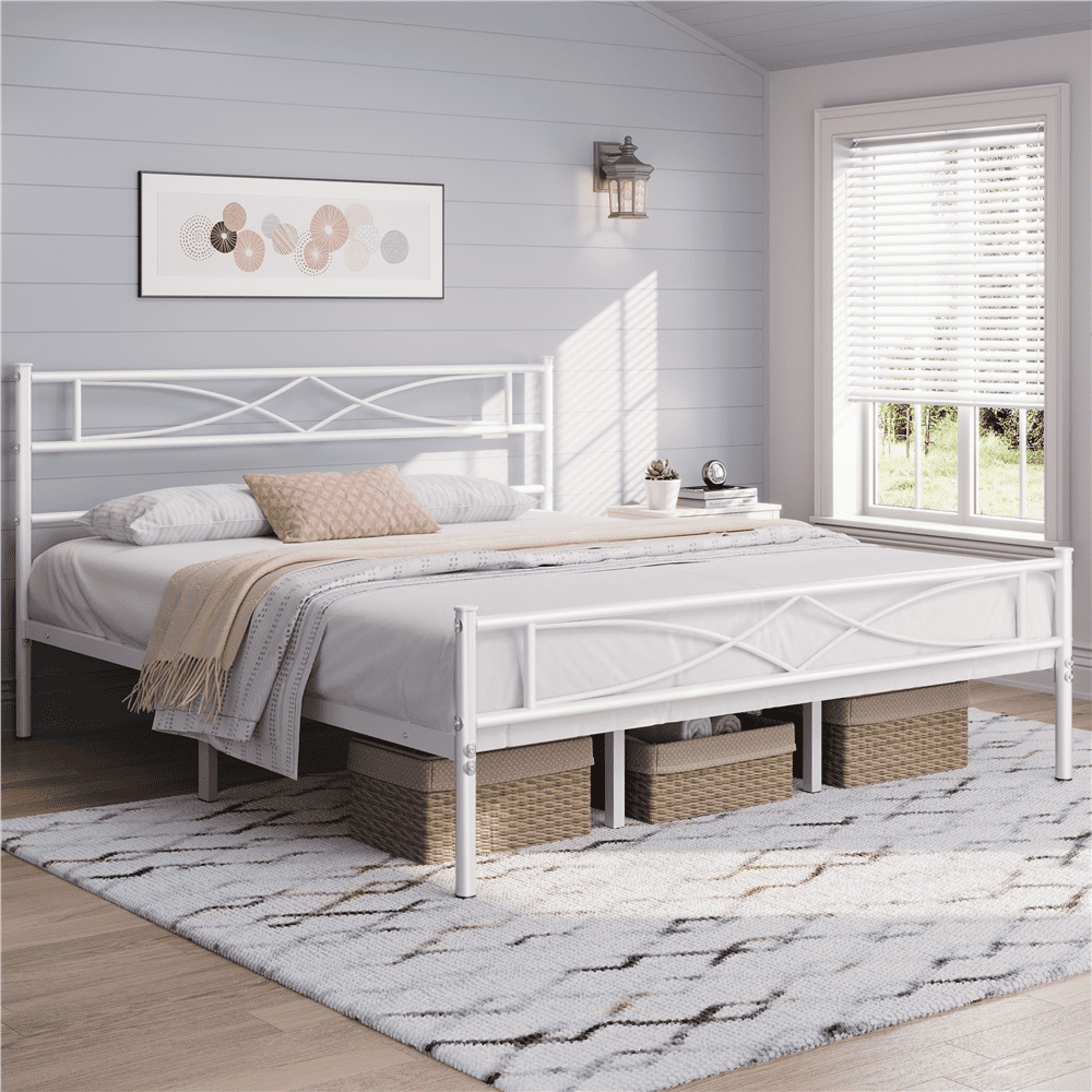 Renwick Julian Curved Metal Platform Bed Frame - King Size - Walmart.com