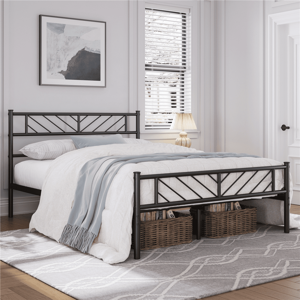 Renwick Justice Queen Size Metal Platform Bed with Arrow Design, Adult ...