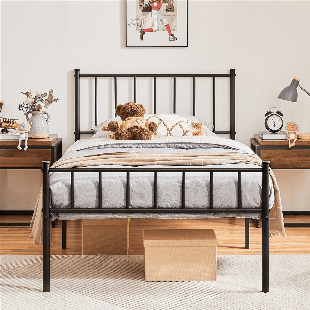 Renwick Metal Platform Bed with Spindle Headboard and Footboard, Adult ...