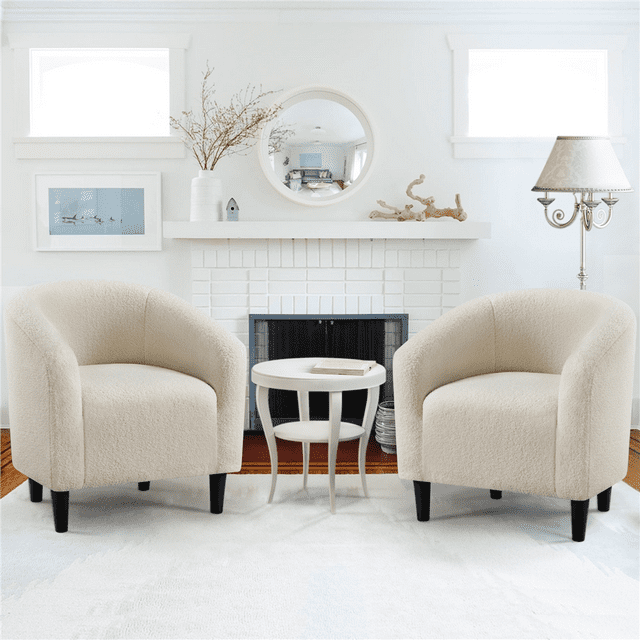 Renwick Modern Upholstered Tub Chair for Livingroom, Set of 2, Ivory ...