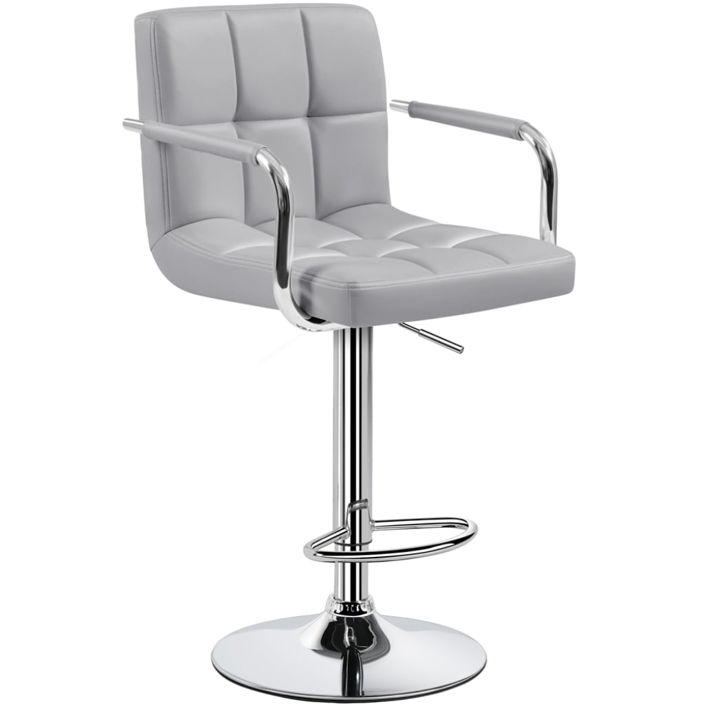 Renwick PU Leather Swivel Bar Stool with Large Steel Pedestal Base ...