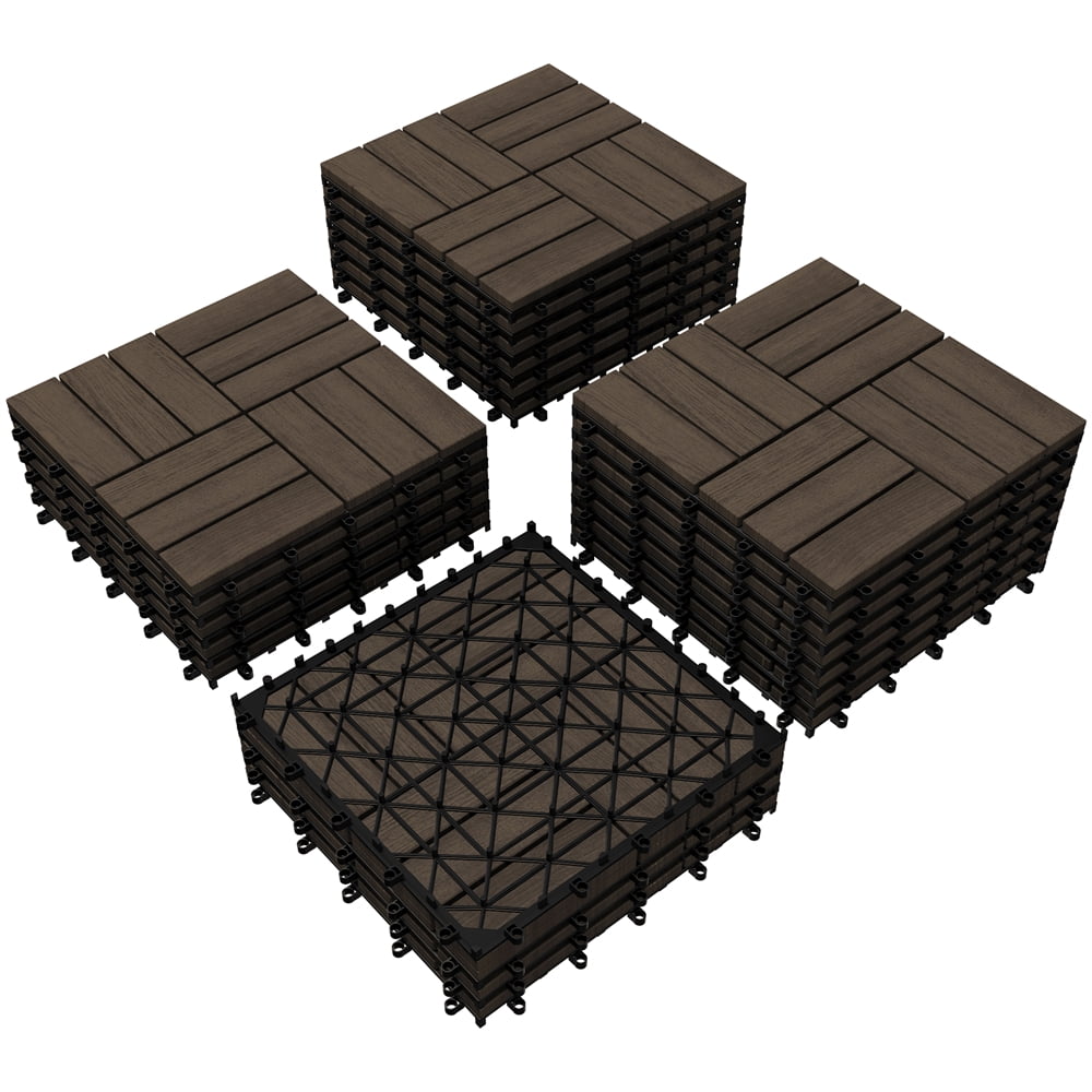 Renwick Pack of 27 Interlocking Deck Tiles, for Indoor Patio Garden ...