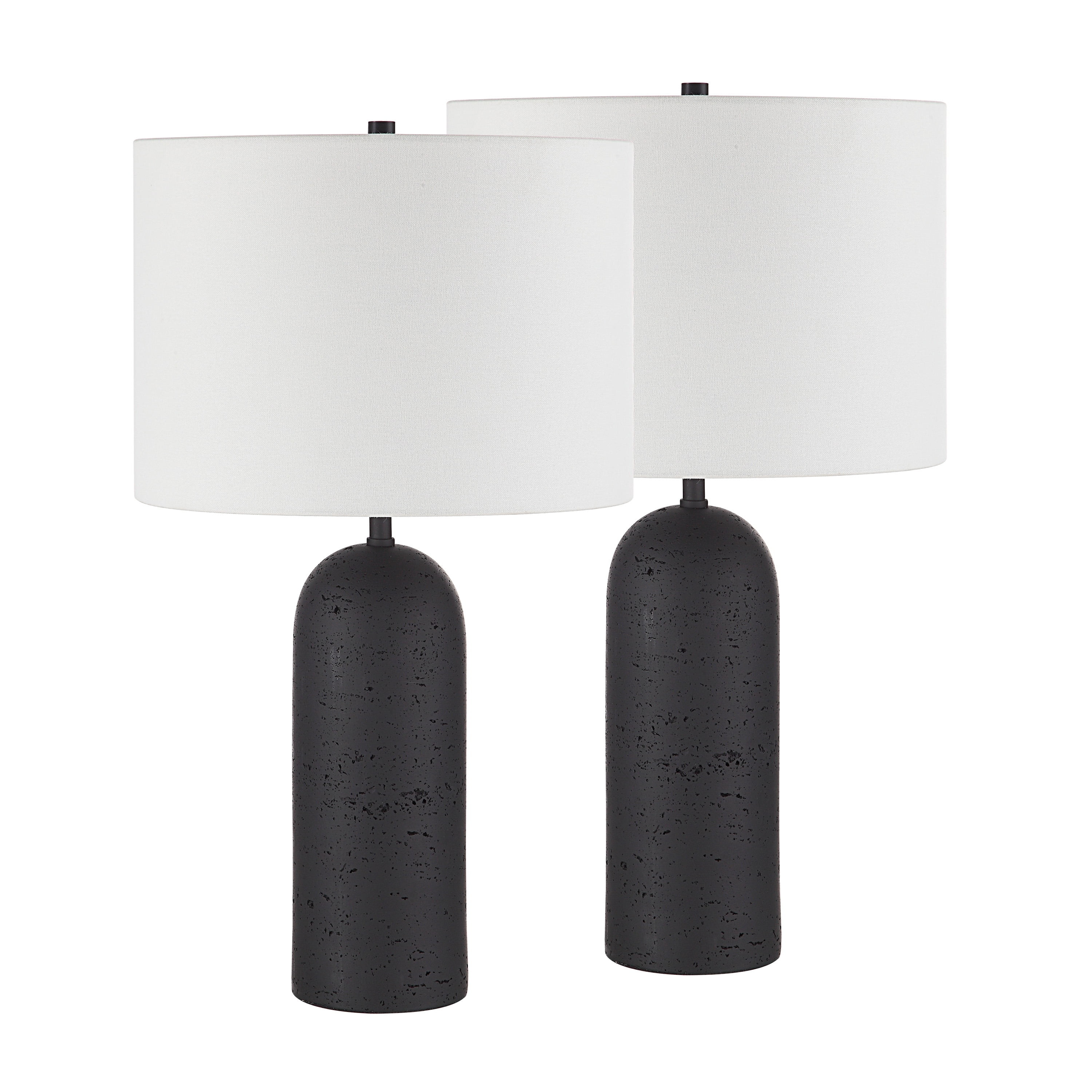 Renwil Augusta 25" Tall Black Resin Table Lamp With Drum Linen Shade ...