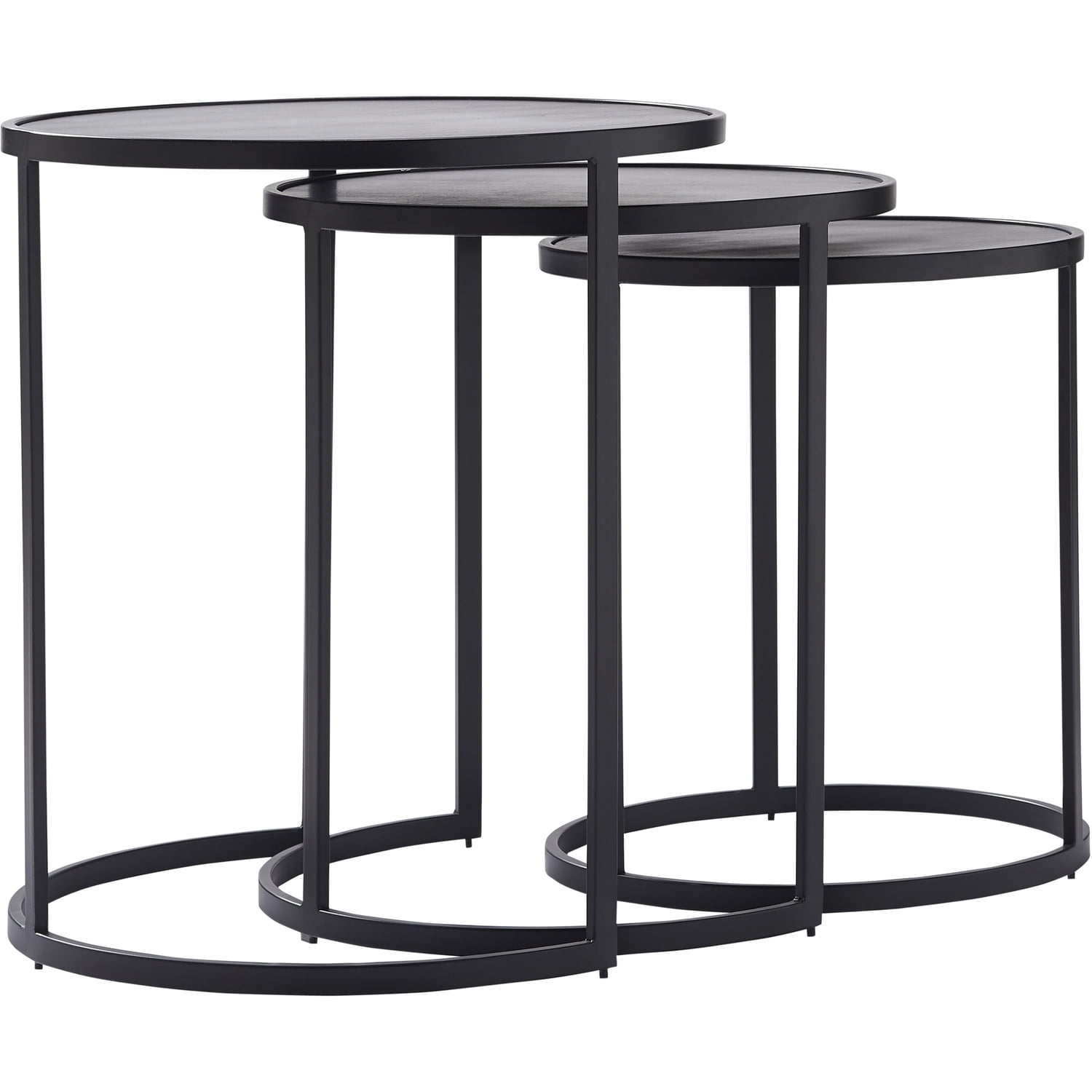 Renwil Donatella 22x20" Modern Metal Nested Table in Black (Set of 3 ...