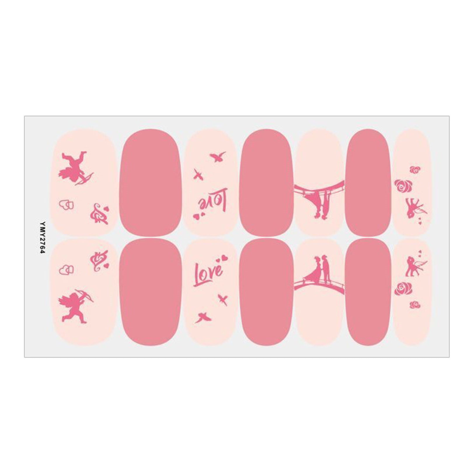 Renxiaooo Nail Stickers Pink Style Full Wraps Polish Stickers Self ...