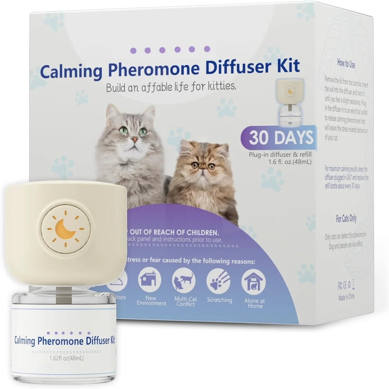 Renxusm Cat Pheromones Calming Diffuser, Cat Calming Diffuser Starter ...