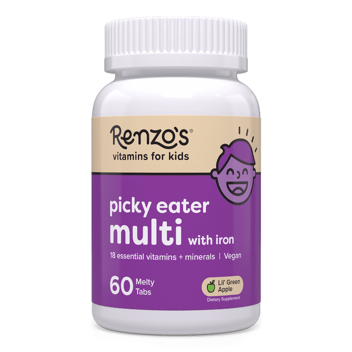 Renzo’s Picky Eater Multi Melty Tabs, Multivitamin with Iron, 18 ...