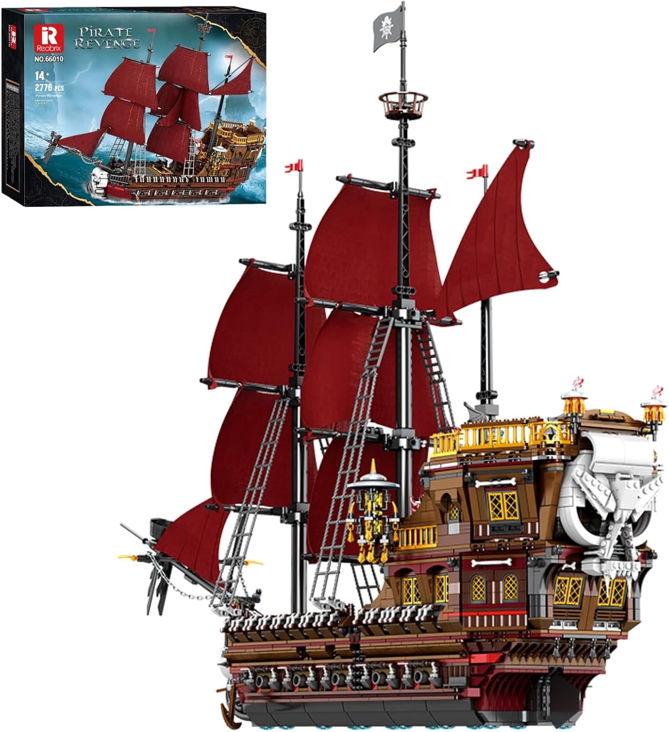Reobrix Pirate Ship Building Blocks Kit, Revenge Ship Model Blocks Kit ...