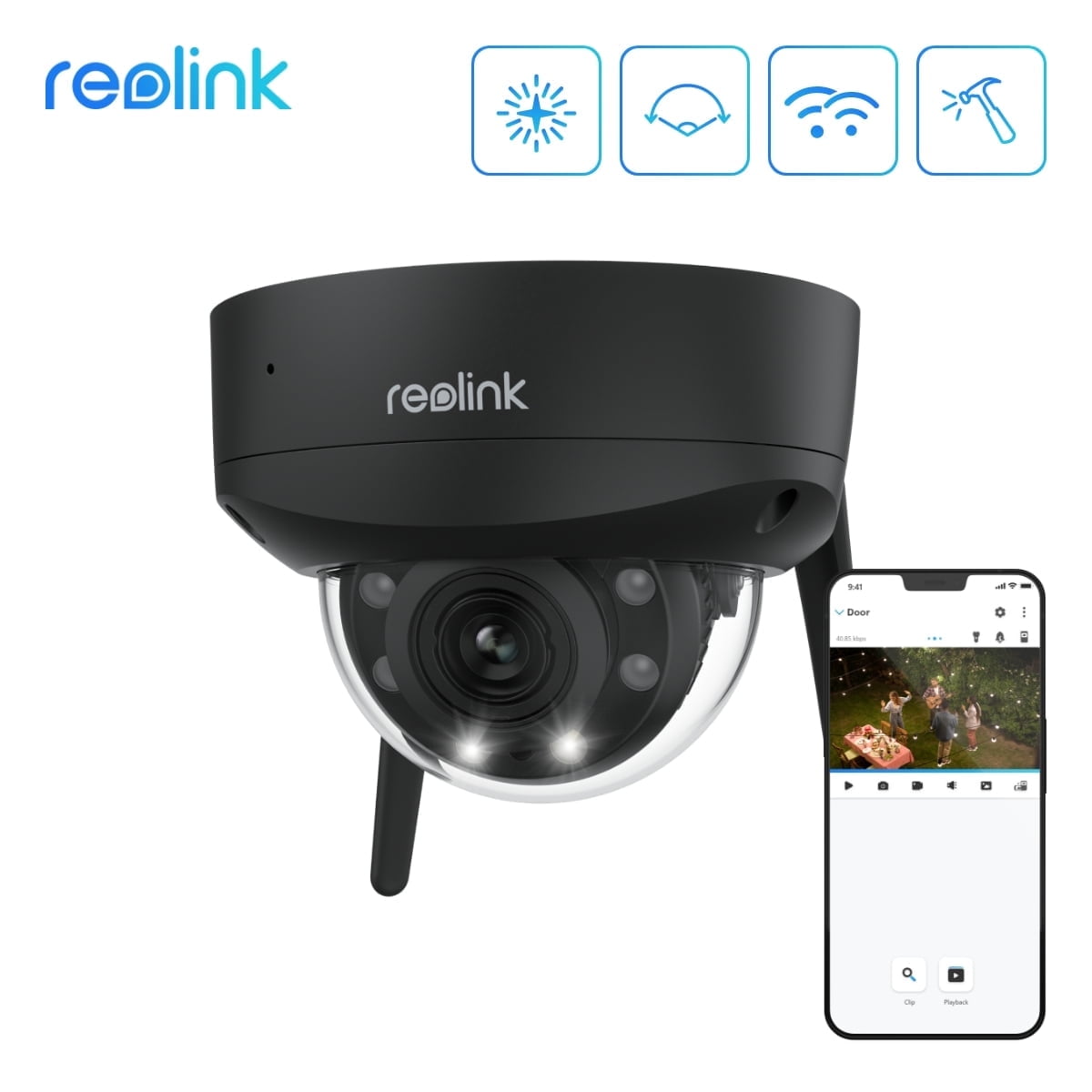 Reolink 4K 8MP Wifi Security Camera,IK10 Vandal-Proof,5X Optical Zoom,2 ...