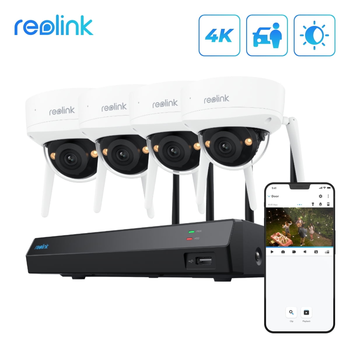 Reolink 4K Surveillance Video Wifi Camera System,12CH NVR 2TB HDD,4Pcs ...