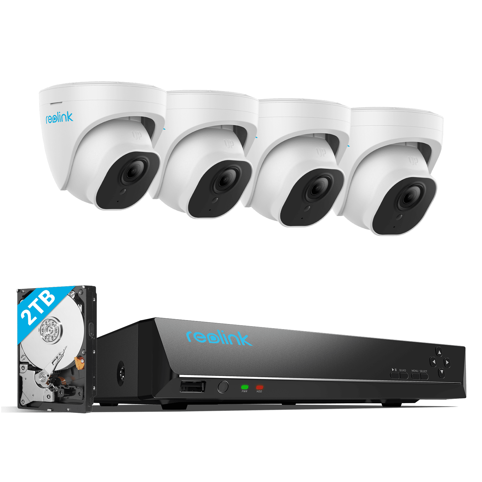 Reolink 8CH 5MP Security System, 4pcs Wired POE Cameras, 2TB HDD, 24/7 ...