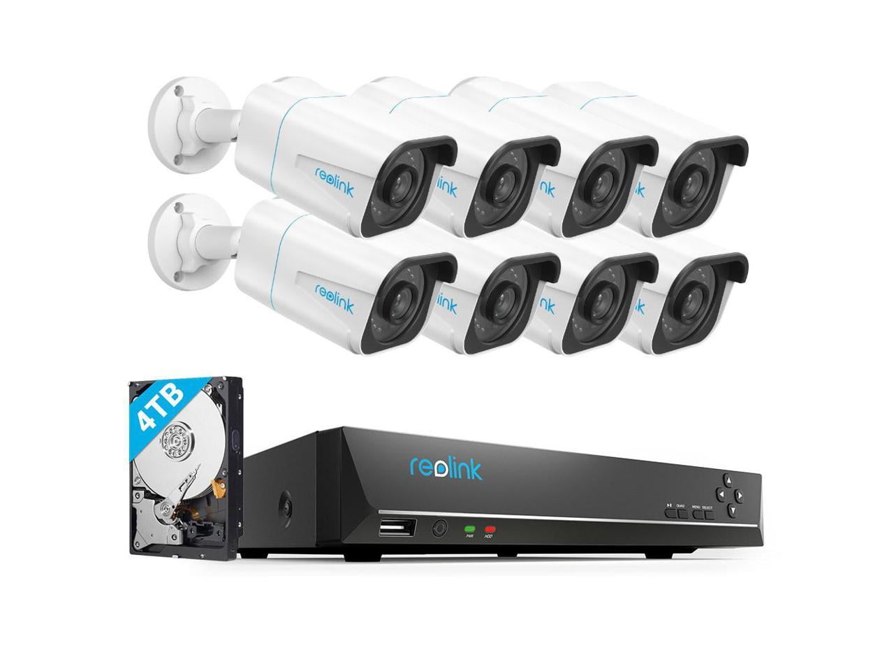 Reolink 8MP Outdoor Security PoE Camera Wired System, 8pcs H.265 4K PoE ...
