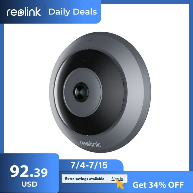 Reolink FE-P Black Fisheye PoE Camera with 360° View 6MP Indoor Camera for Home/Office Security ...