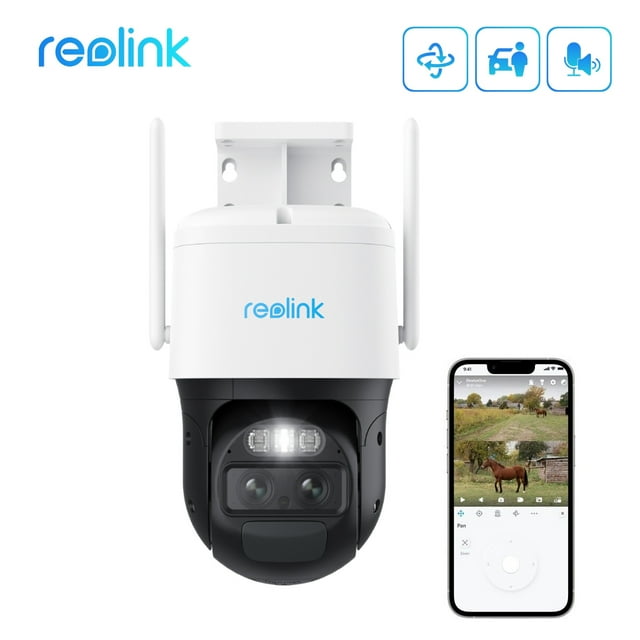 Reolink Trackmix Series G770 Dual View 4G Cellular Security Camera 2K PTZ Camera 6X Hybrid Zoom ...
